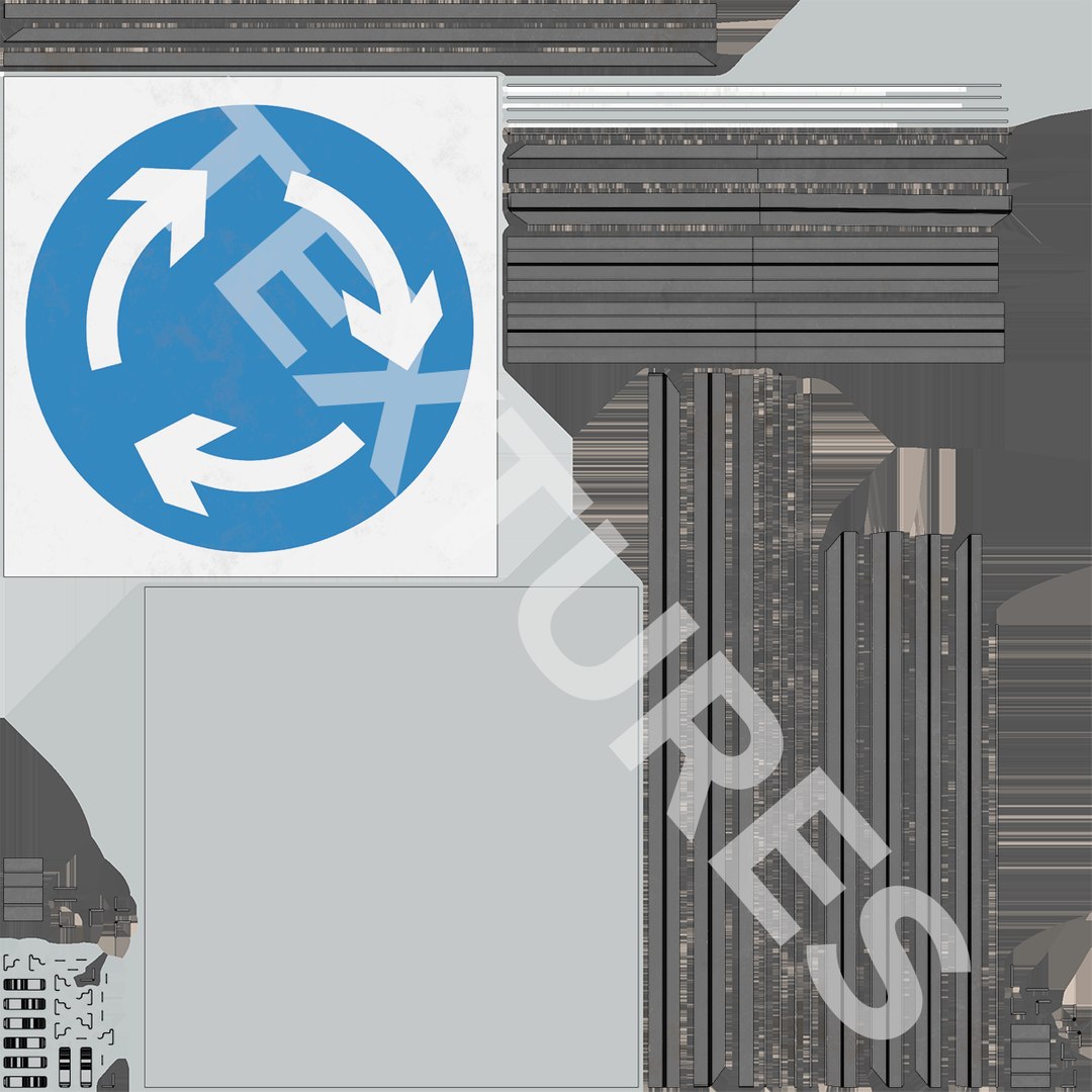 3D Mini Roundabout Square Road Sign Model - TurboSquid 2465624