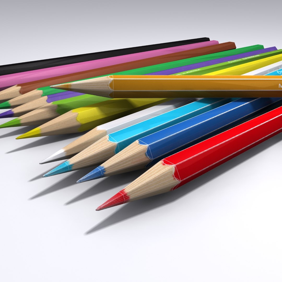 3d model colored pencils