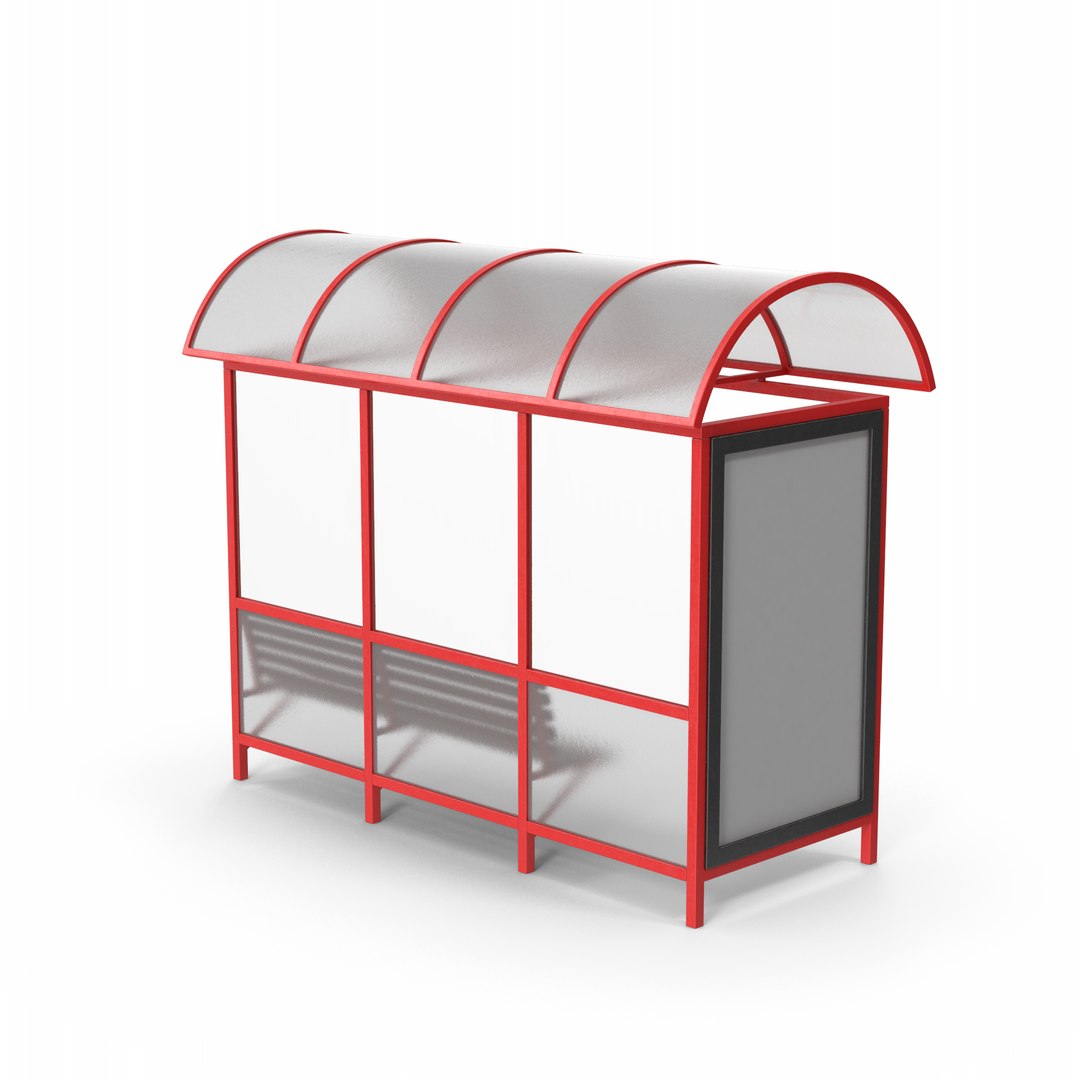 3D Red Bus Stop Station Model - TurboSquid 2132573