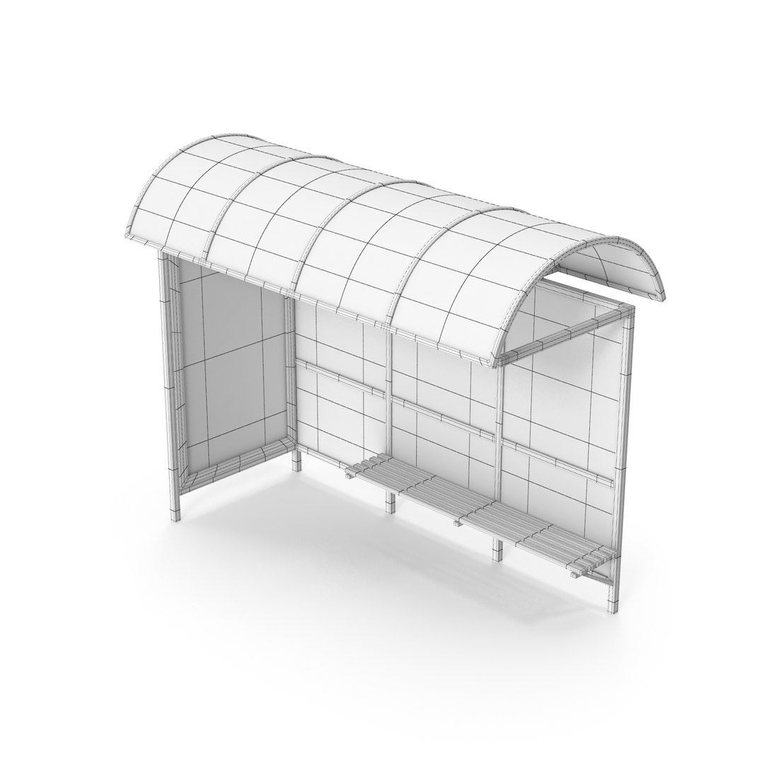 3D Red Bus Stop Station Model - TurboSquid 2132573