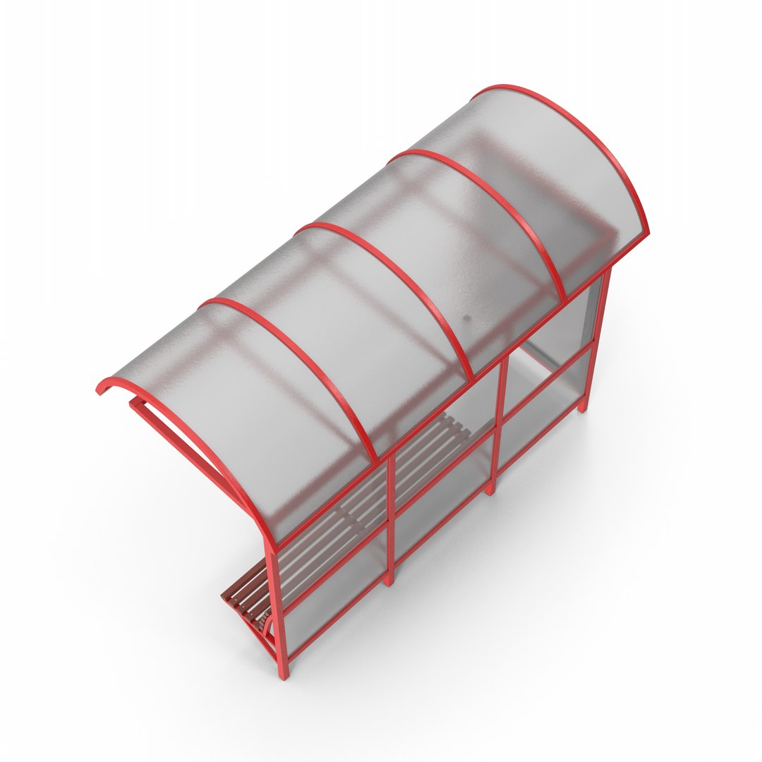 3D Red Bus Stop Station Model - TurboSquid 2132573
