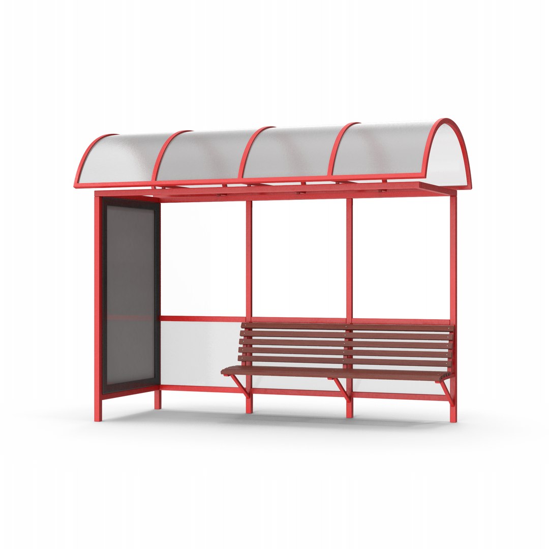 3D Red Bus Stop Station Model - TurboSquid 2132573