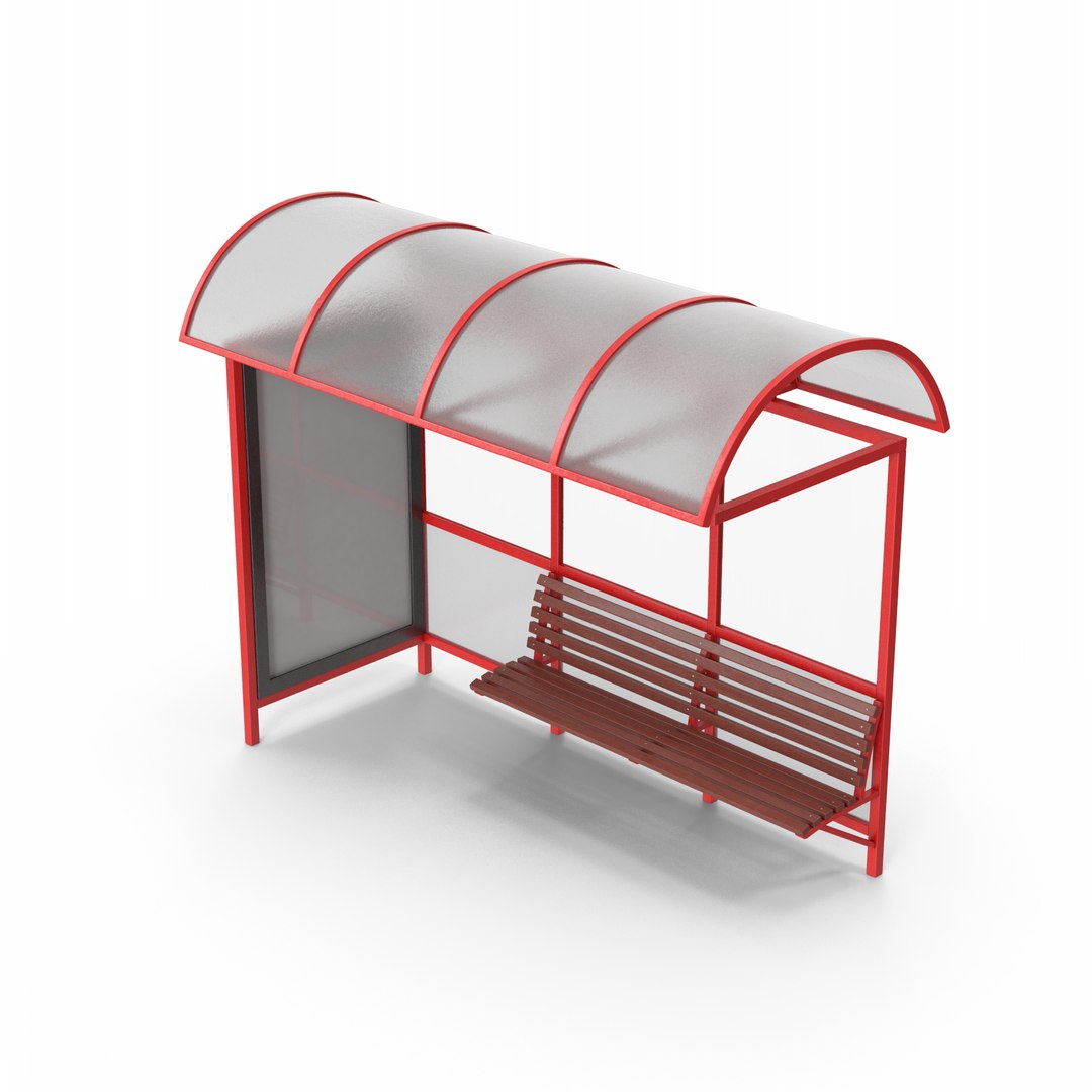 3D Red Bus Stop Station Model - TurboSquid 2132573