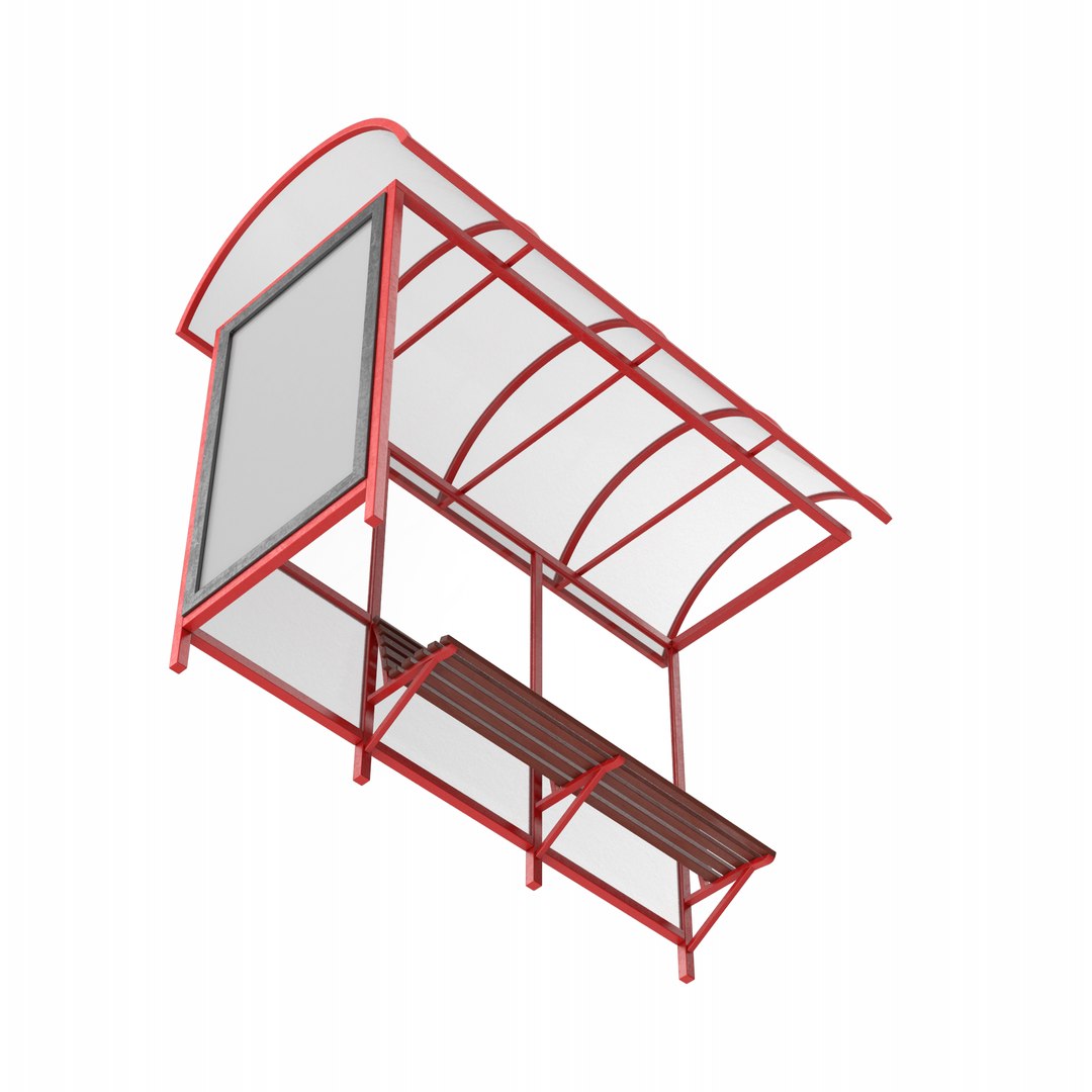 3D Red Bus Stop Station Model - TurboSquid 2132573