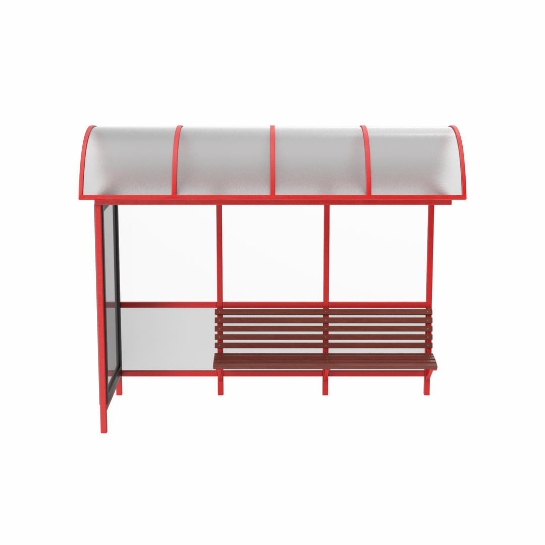 3D Red Bus Stop Station Model - TurboSquid 2132573