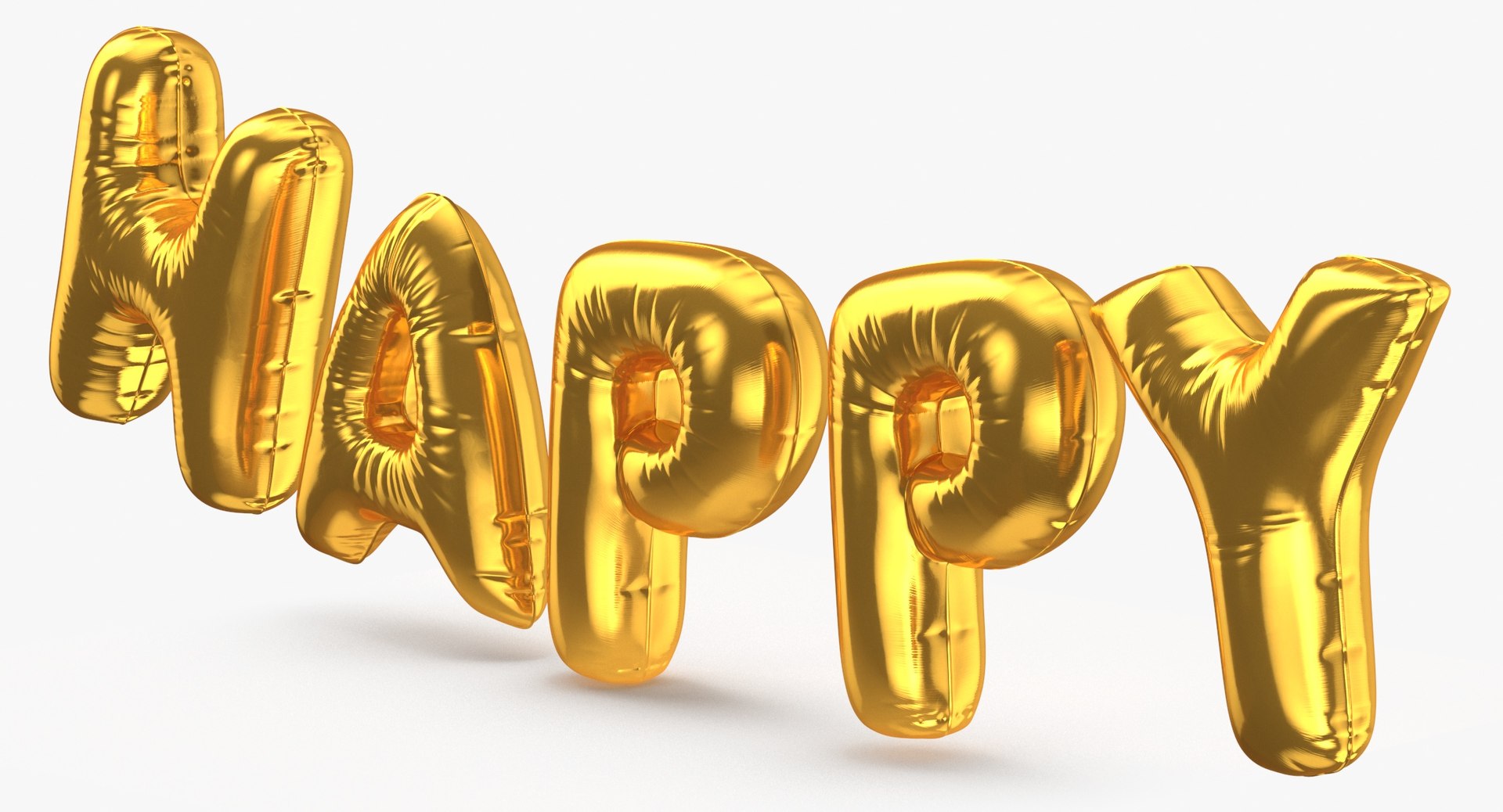 Foil Baloon Words Happy Gold 3D model - TurboSquid 1740144
