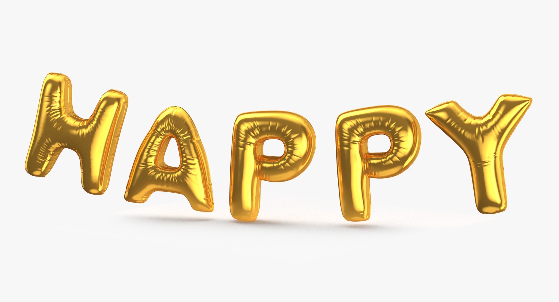 Foil Baloon Words Happy Gold 3D model - TurboSquid 1740144