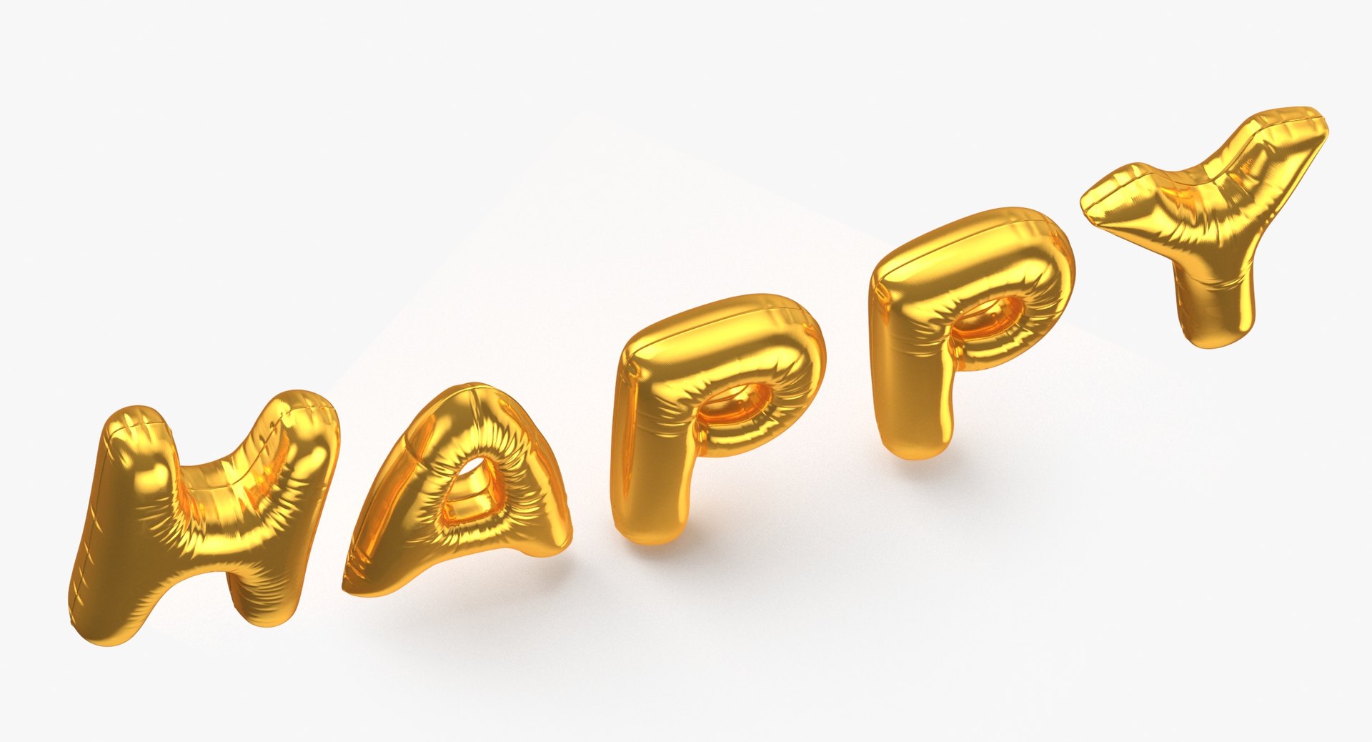 Foil Baloon Words Happy Gold 3D model - TurboSquid 1740144