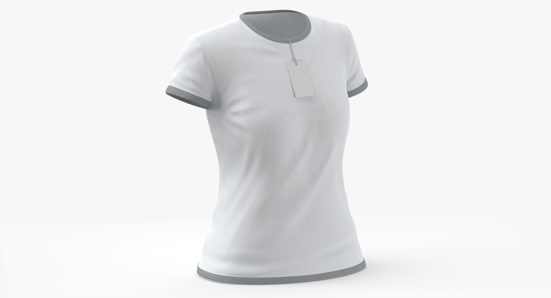 Female Crew Neck Worn With Tag White and Gray 01 3D - TurboSquid 1738446
