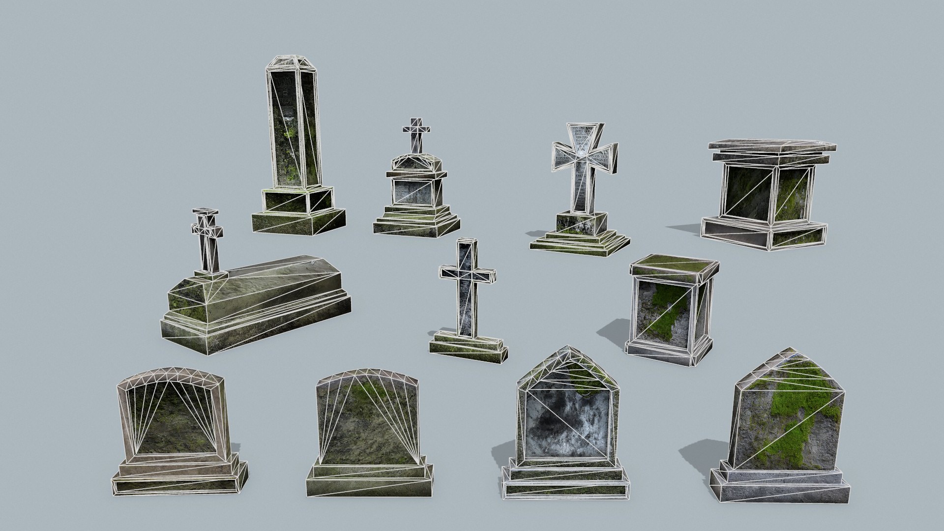 Tombstone Set 3D Model - TurboSquid 2211666