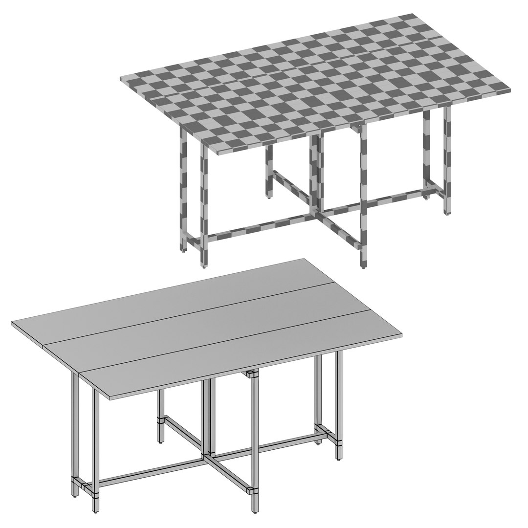 Origami Drop Leaf Rectangular Dining Table 3D Model - TurboSquid 1729271