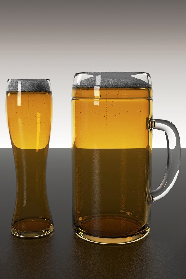 beer glass bottle 3d model
