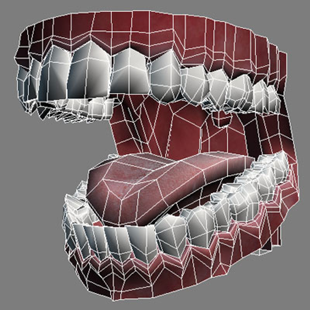 realistic mouth toung teeth human max