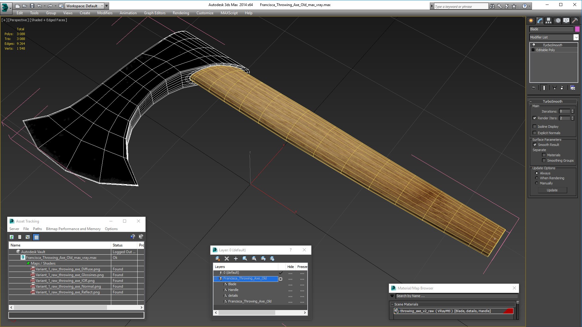 3D francisca throwing axe old - TurboSquid 1625181