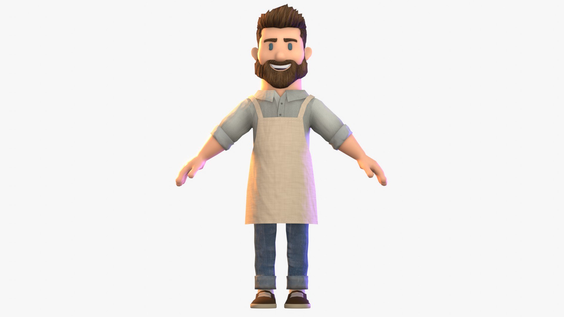 3D Model Barista - Stylized Low Poly Character - TurboSquid 2053138