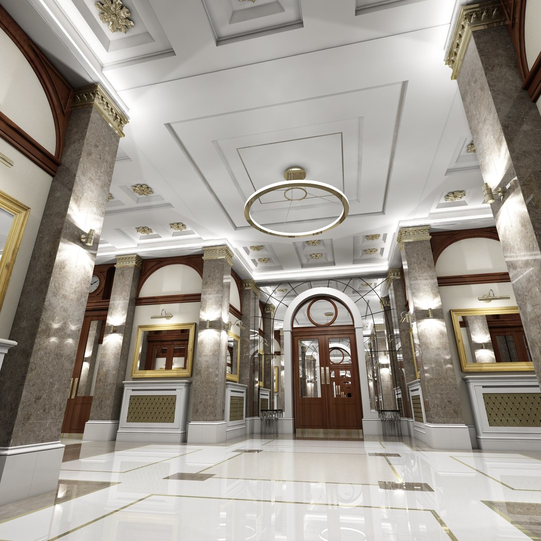 3d Classic Interior Hallway Model