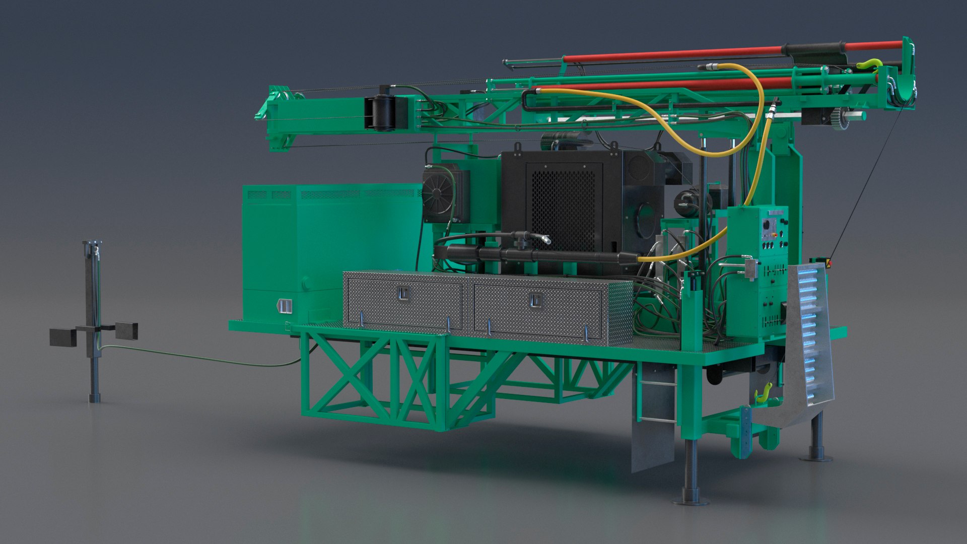 3D Mobile International Drilling Rig Of Mechanical Type Green Model ...