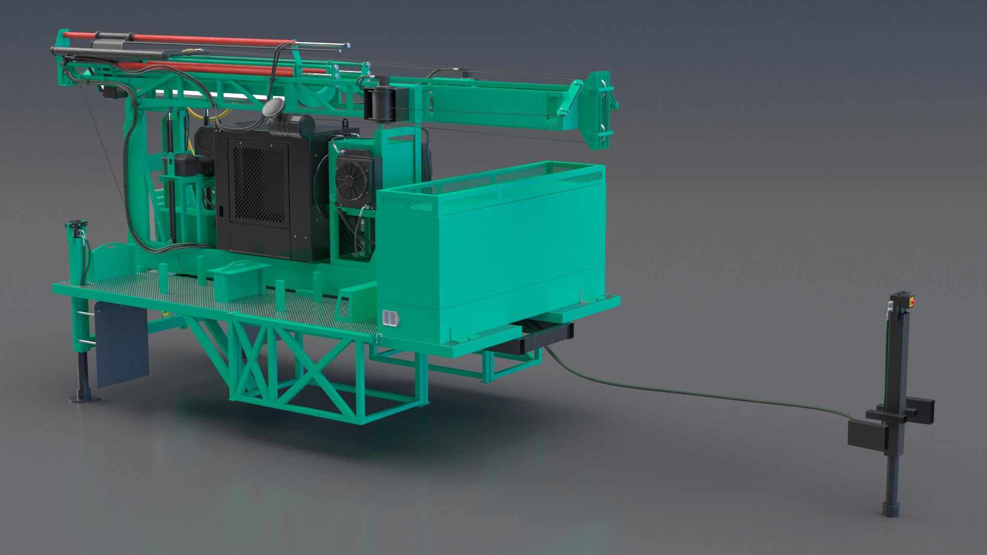 3D Mobile International Drilling Rig Of Mechanical Type Green Model ...