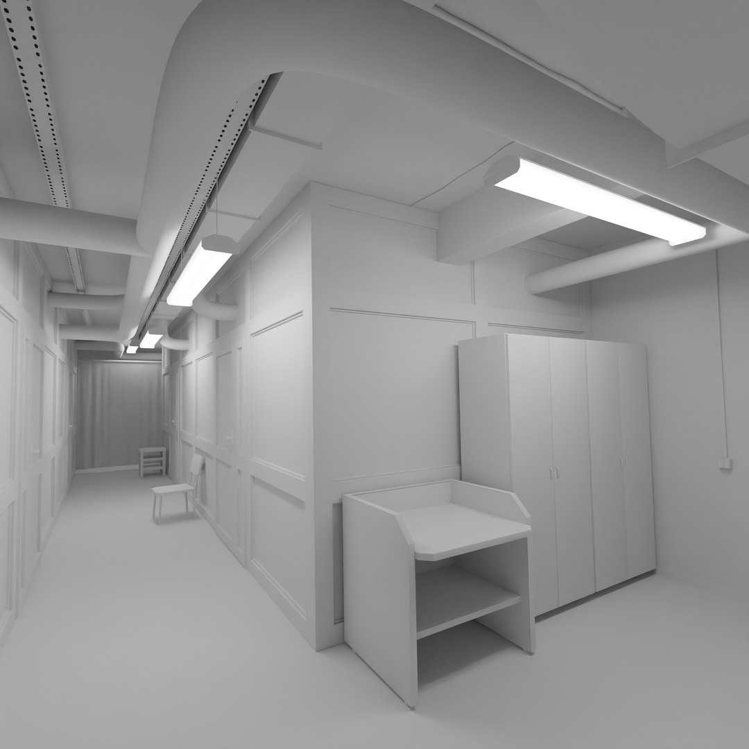 Medical Clinic Basement Hallway 3D Model - TurboSquid 1963047