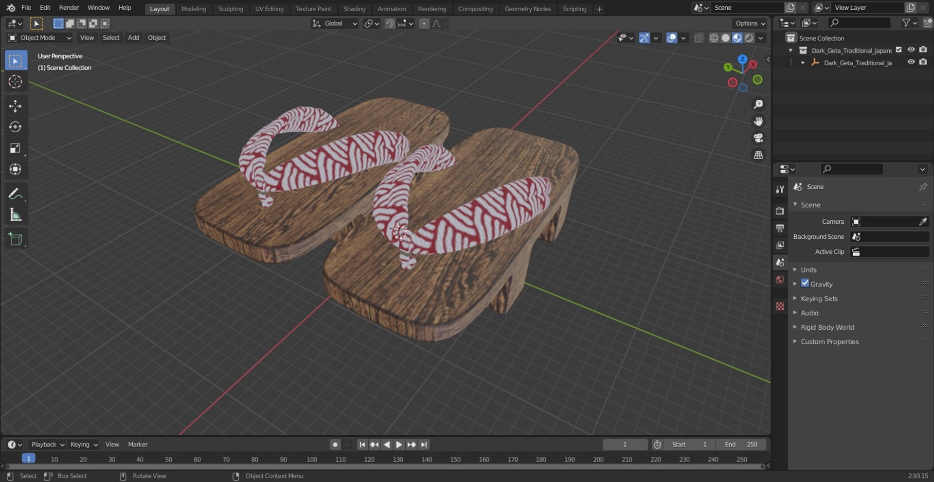 Dark Geta Traditional Japanese Clogs 3D Model - TurboSquid 2045408