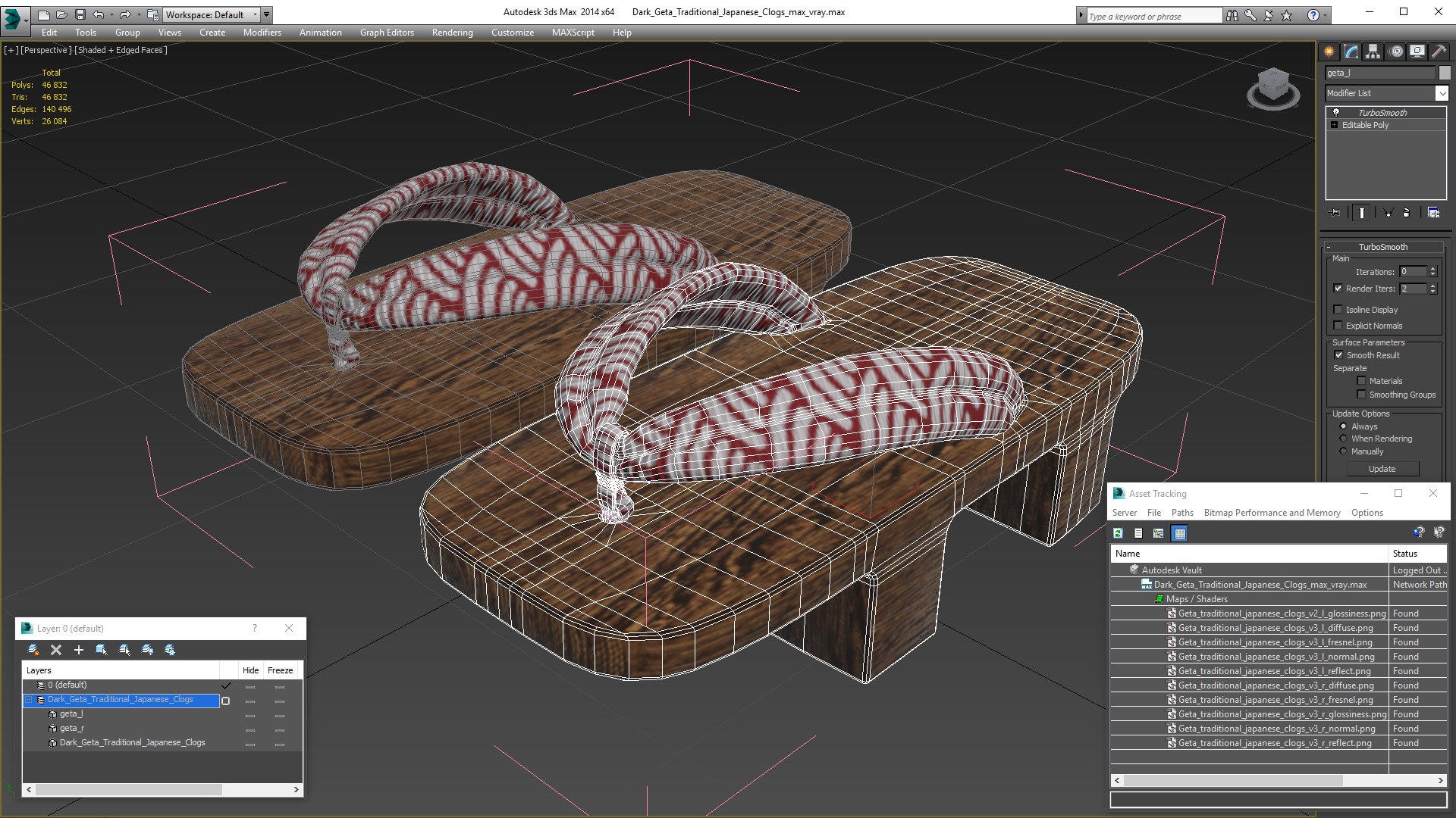 Dark Geta Traditional Japanese Clogs 3D Model - TurboSquid 2045408