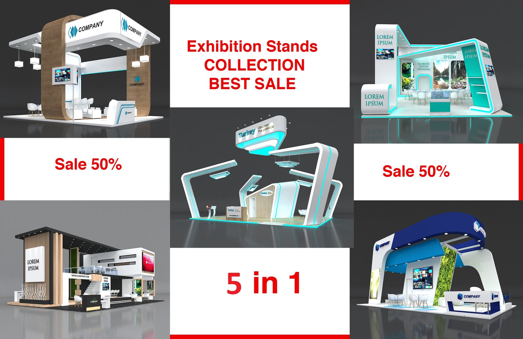 5 Exhibition Stand Stall Fair Collection 3D - TurboSquid 2025160