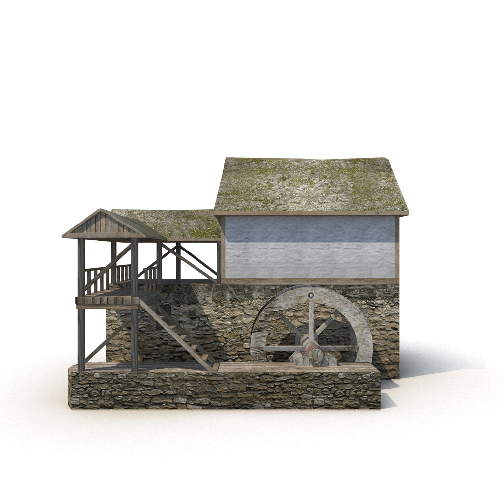 3d model of medieval watermill