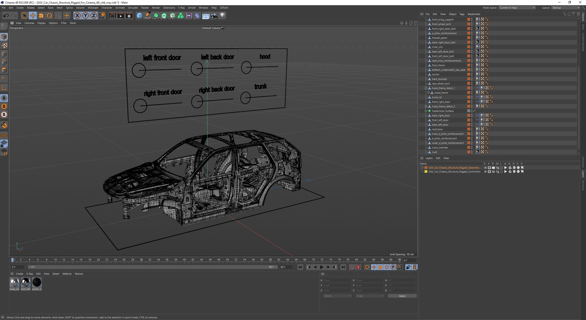 3D SUV Car Chassis Structure Rigged For Cinema 4D - TurboSquid 2376396