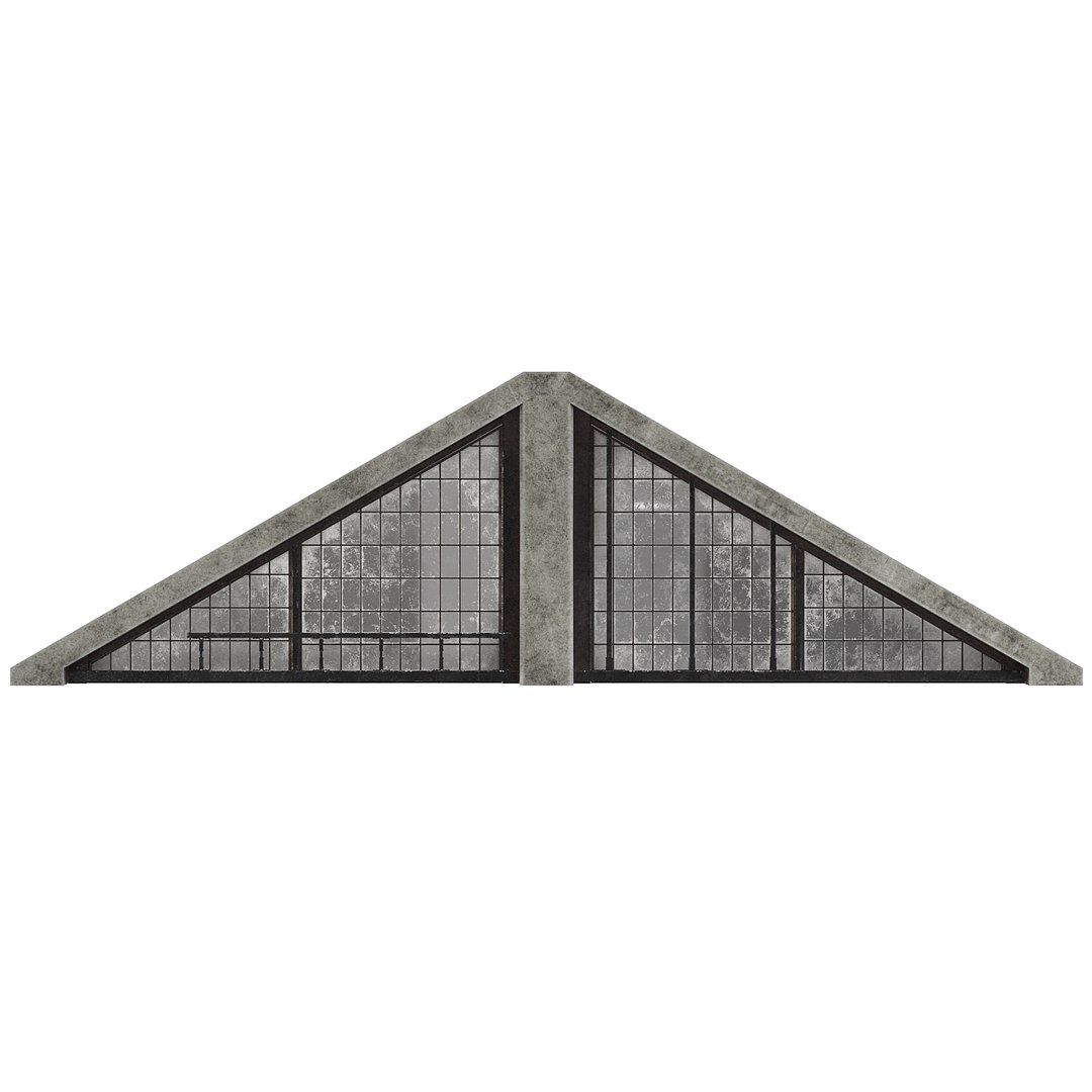 Factory Front Wall Triangle With Windows 3D - TurboSquid 2255556