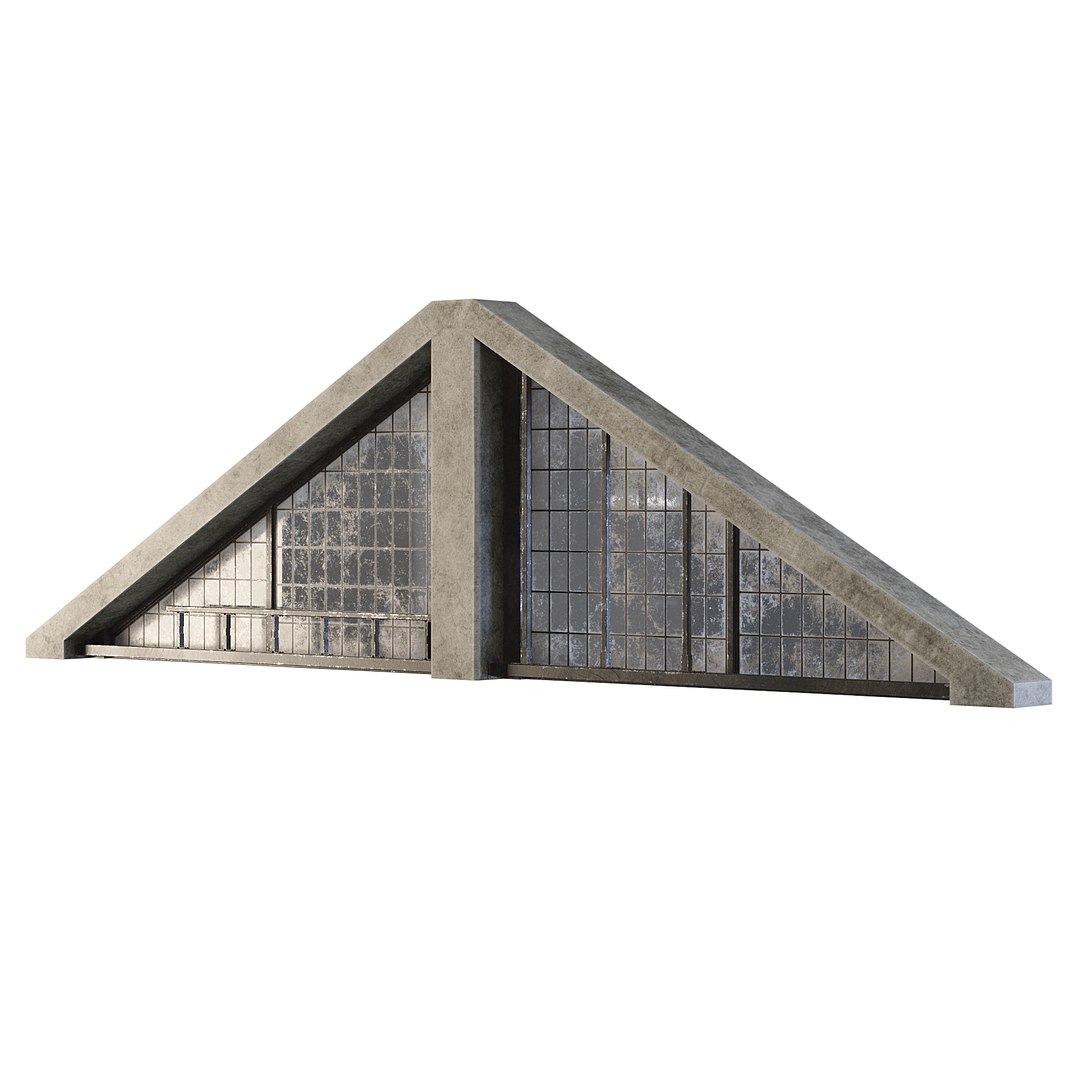 Factory Front Wall Triangle With Windows 3D - TurboSquid 2255556
