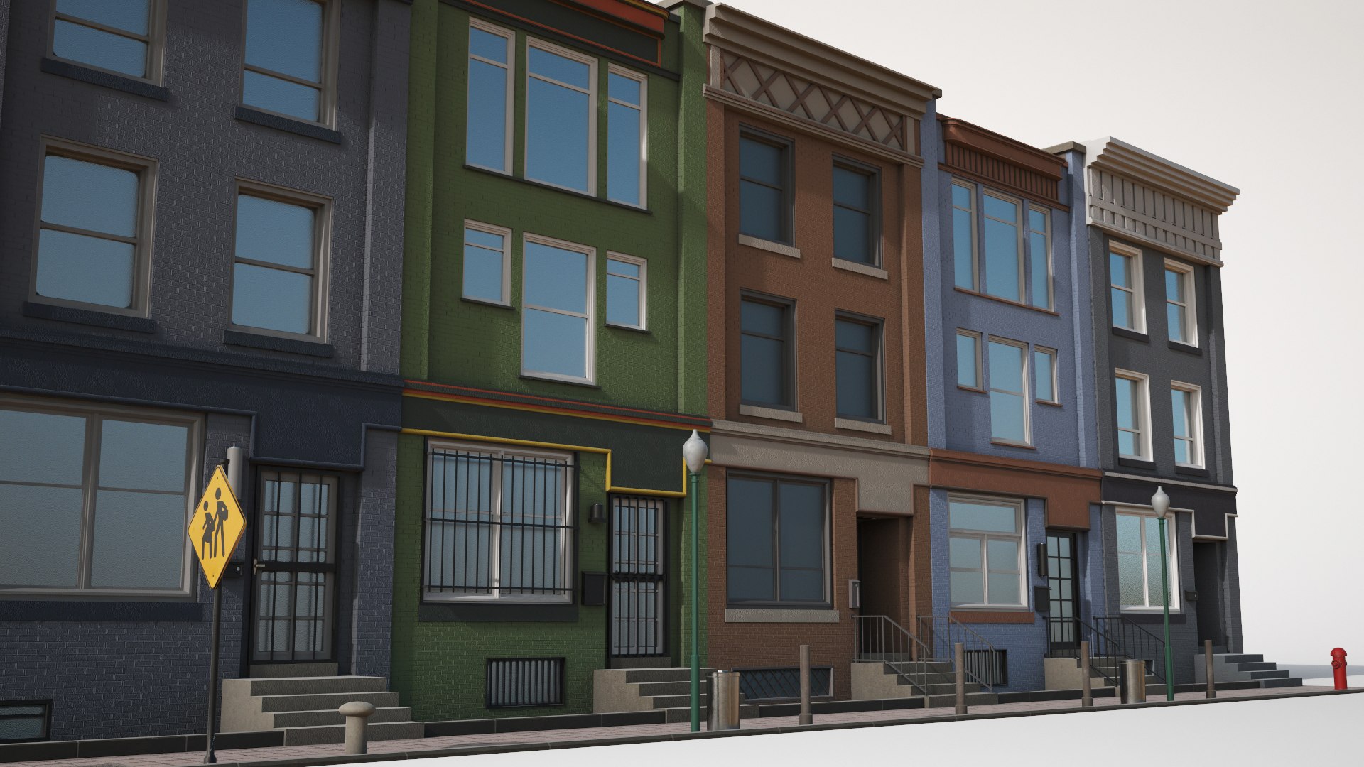 Town House Color 3D Model - TurboSquid 1579789