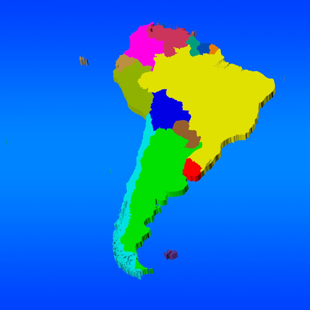 3d Model Countries Territories South America