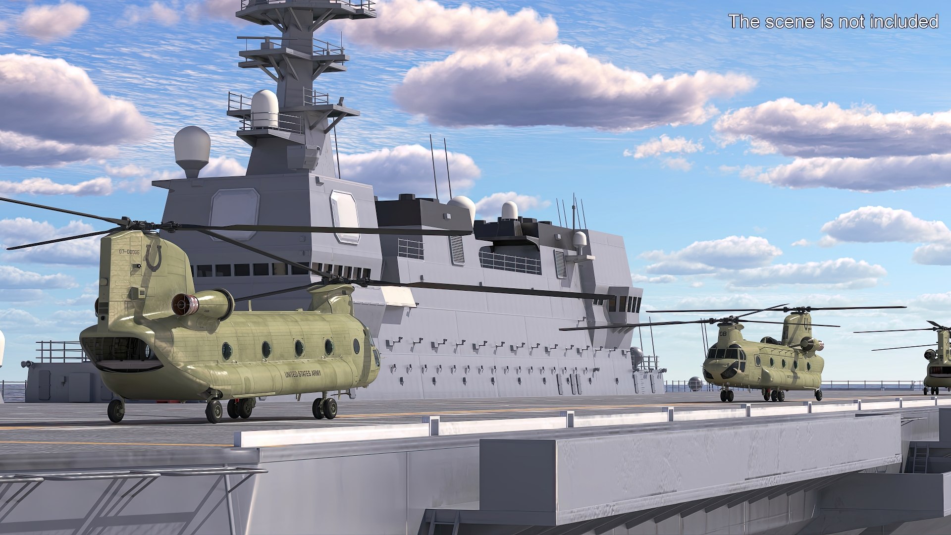 Izumo Class Helicopter Carrier With CH-47 Chinook 3D Model - TurboSquid ...