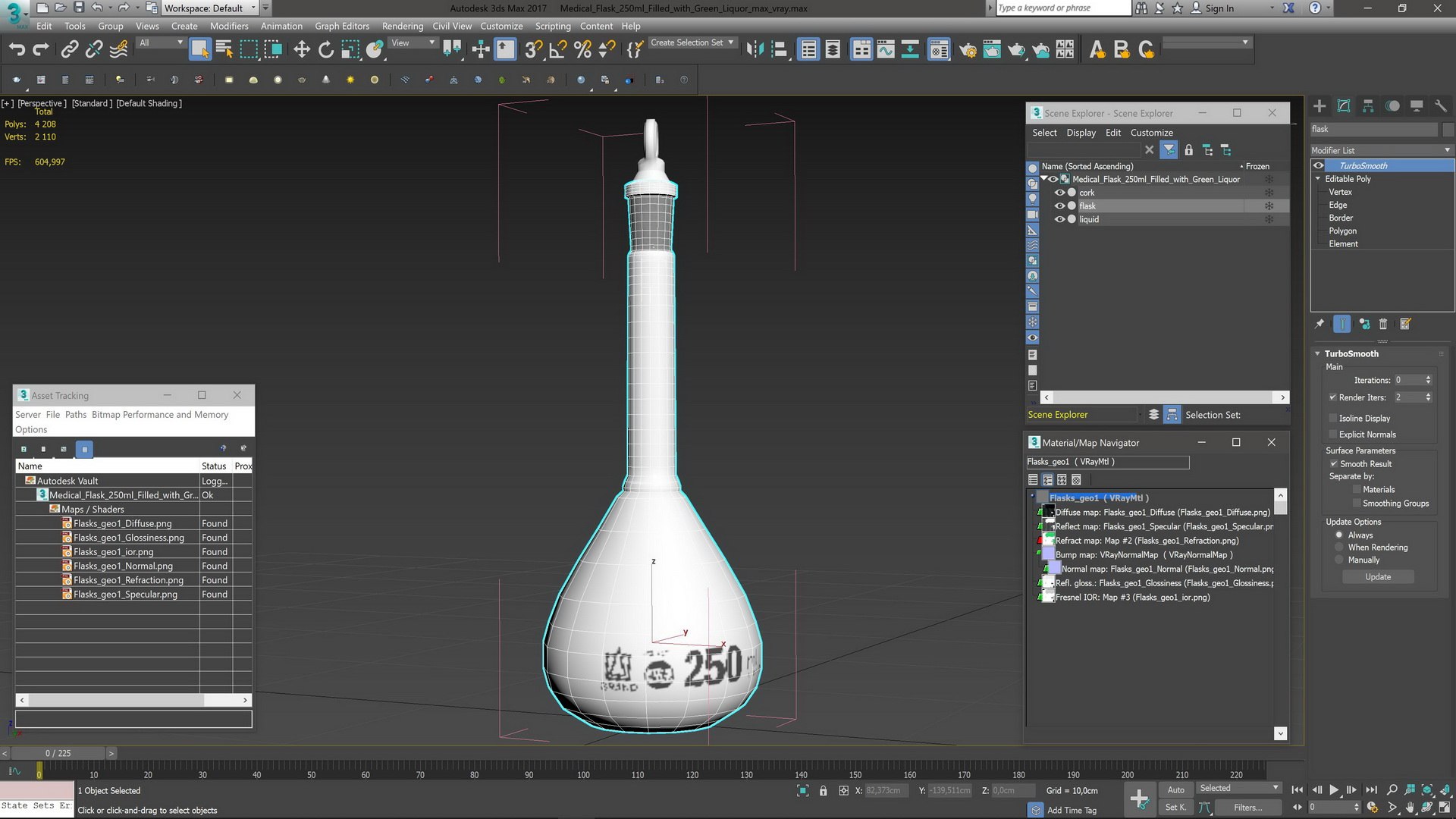 Medical Flask 250ml Filled With Green Liquor 3D - TurboSquid 2063020