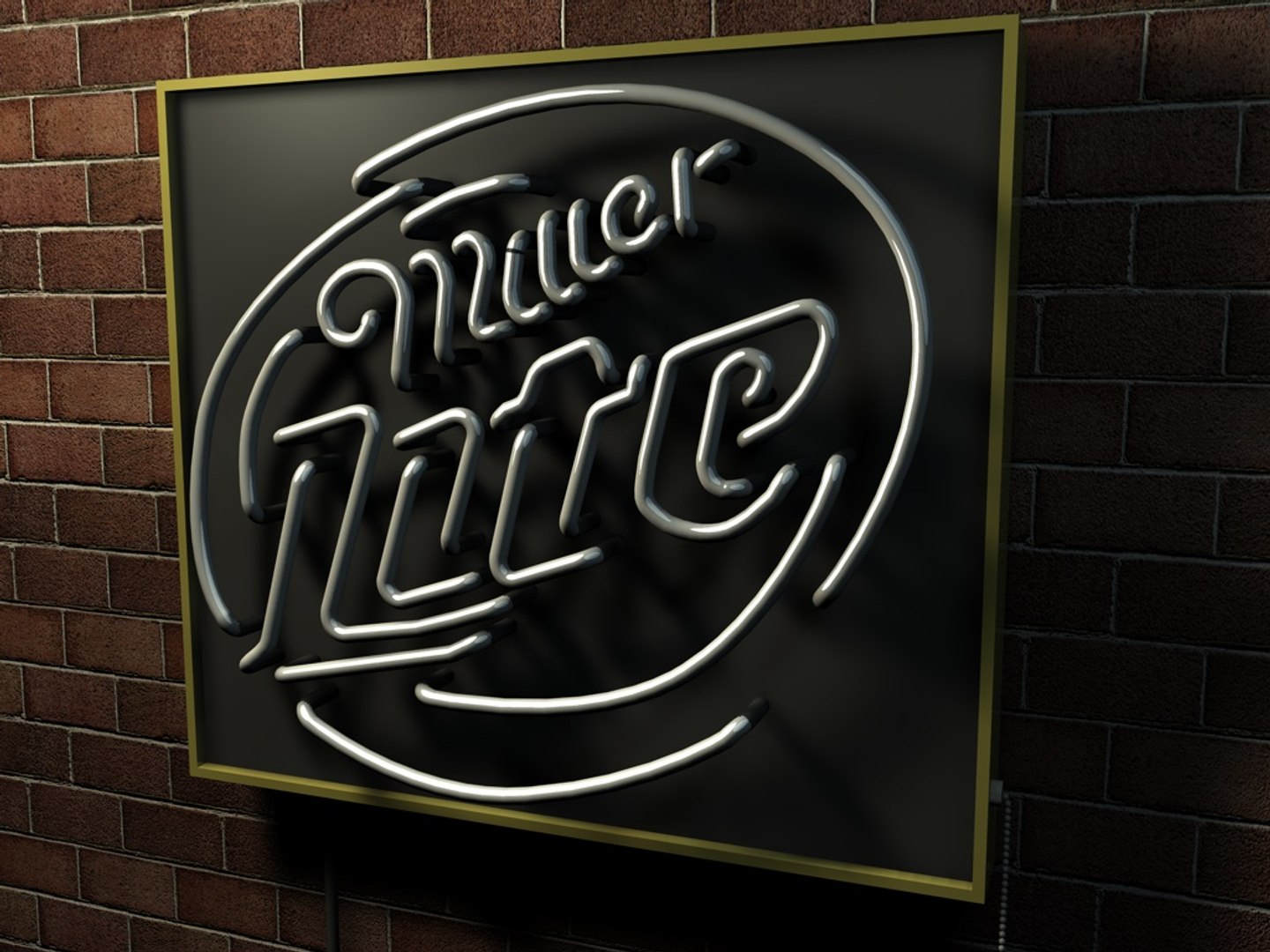 miller lite neon sign c4d