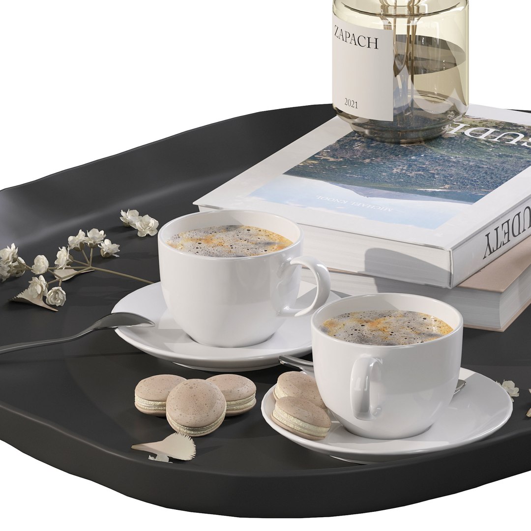 3D Coffee Set 09 - Bouquet Books Cups Diffuser - TurboSquid 2359798
