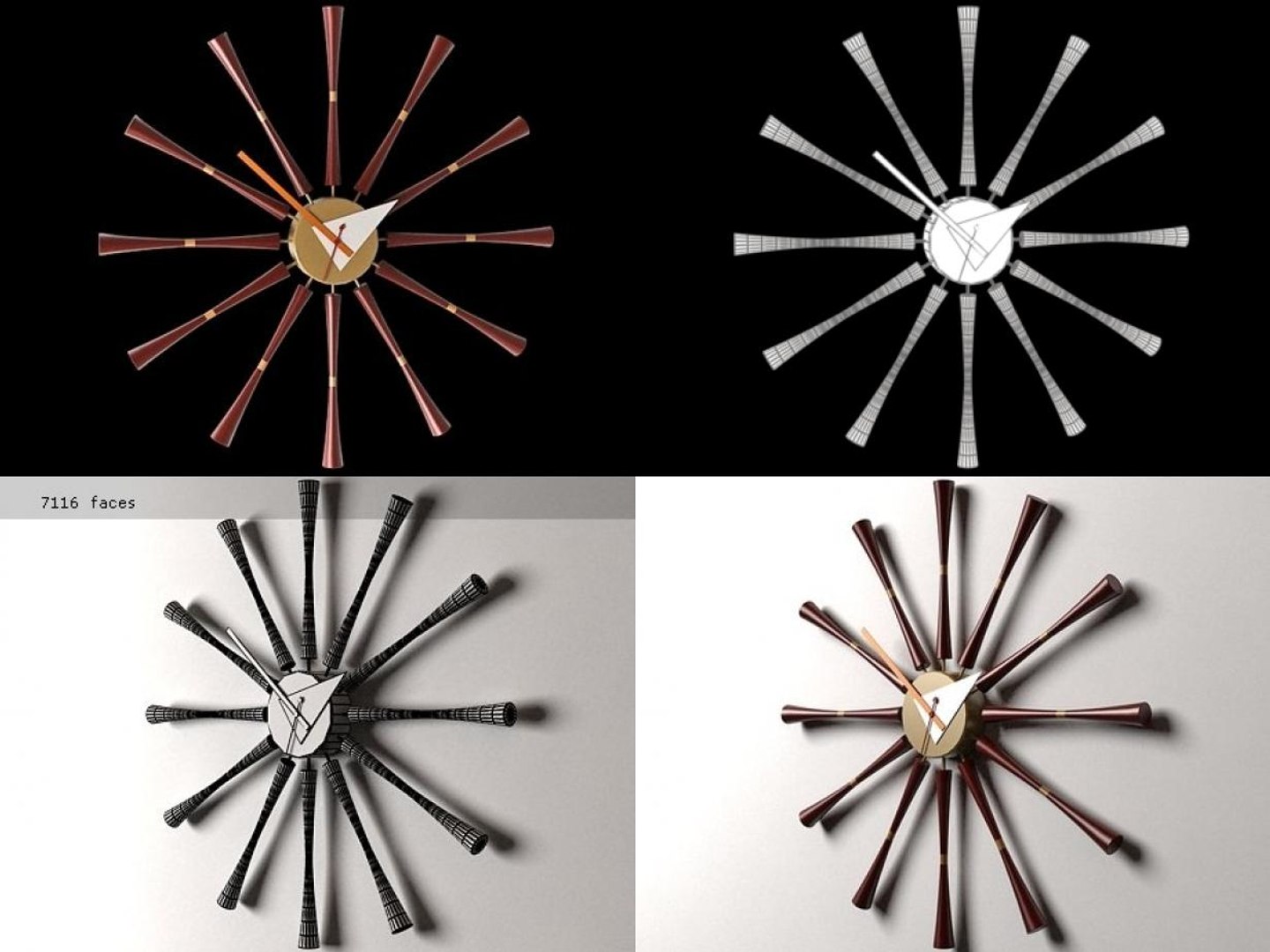 Free Spindle Clock 3D Model - TurboSquid 1172768