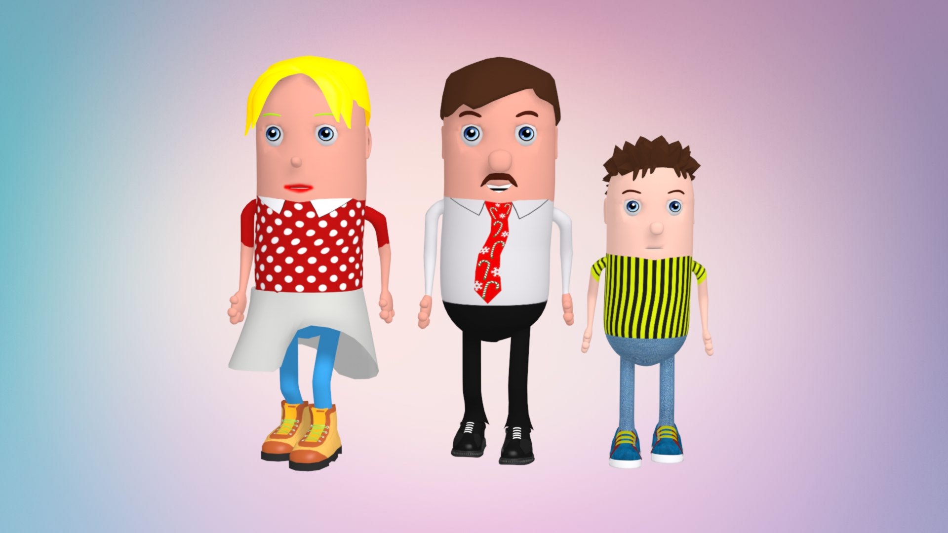 3D Cartoon Family Model - TurboSquid 1947610