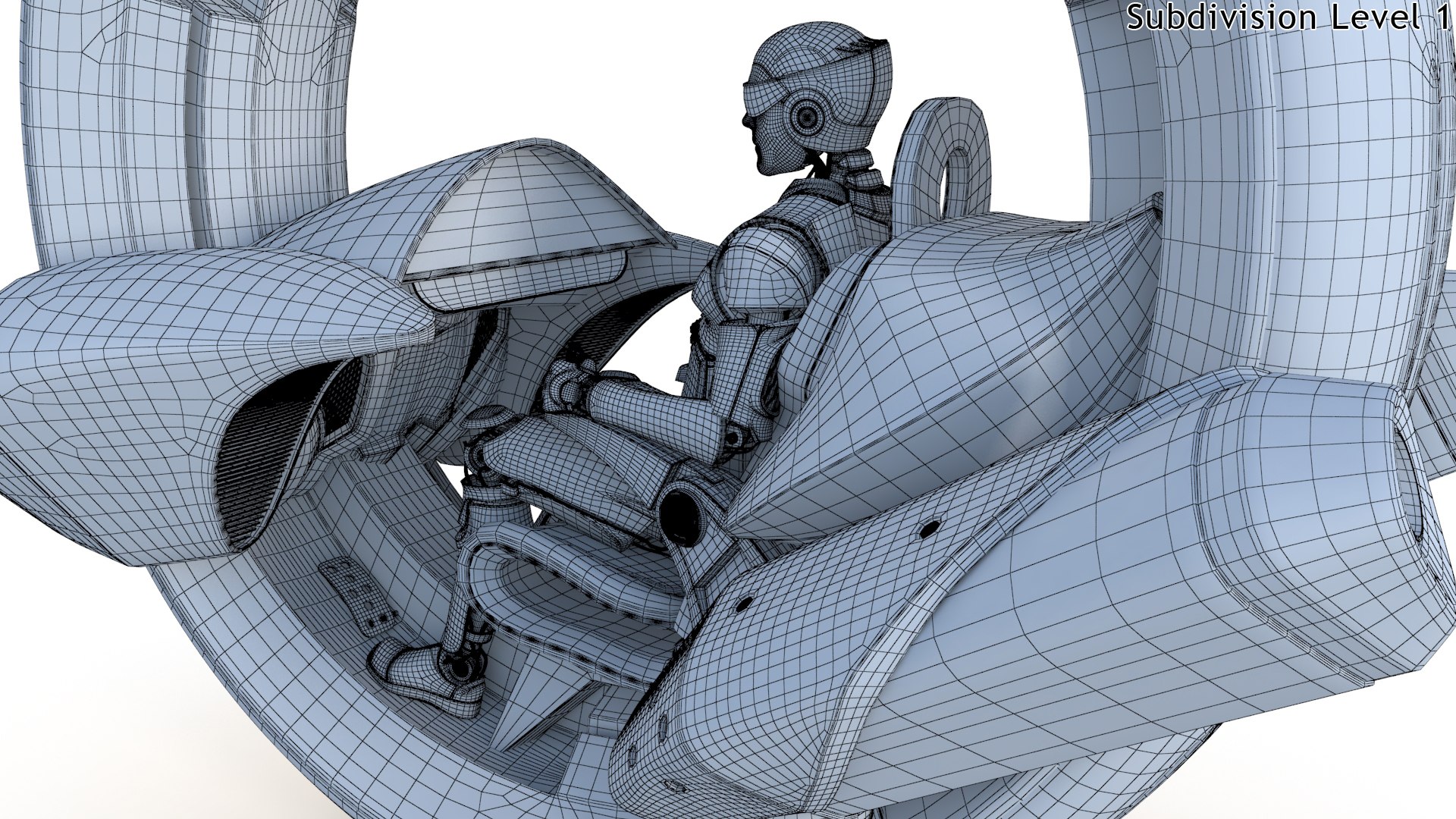 3D Robot Man Driving Sci-Fi Futuristic Wheel Motorcycle - TurboSquid ...