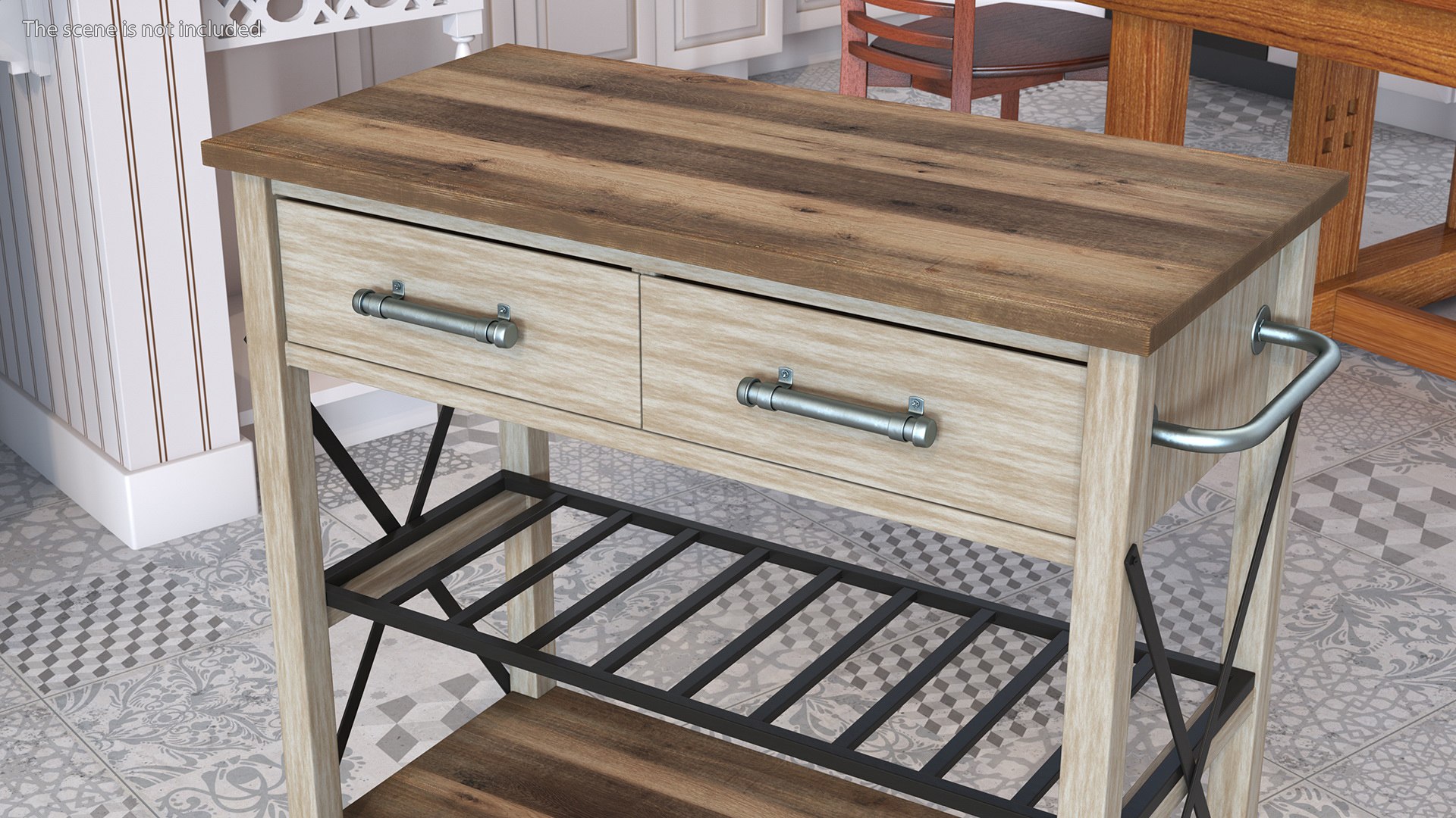 Mobile Kitchen Table Wood Model - TurboSquid 2133843