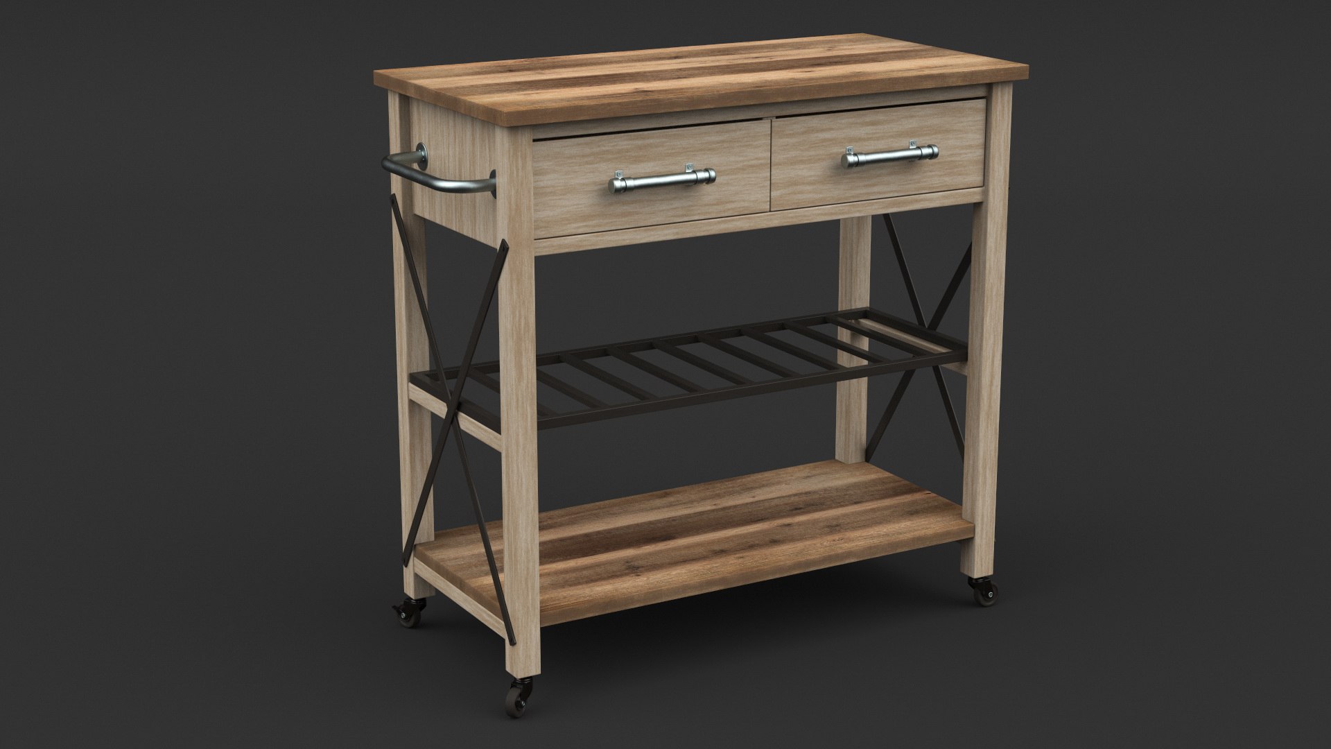Mobile Kitchen Table Wood Model - TurboSquid 2133843