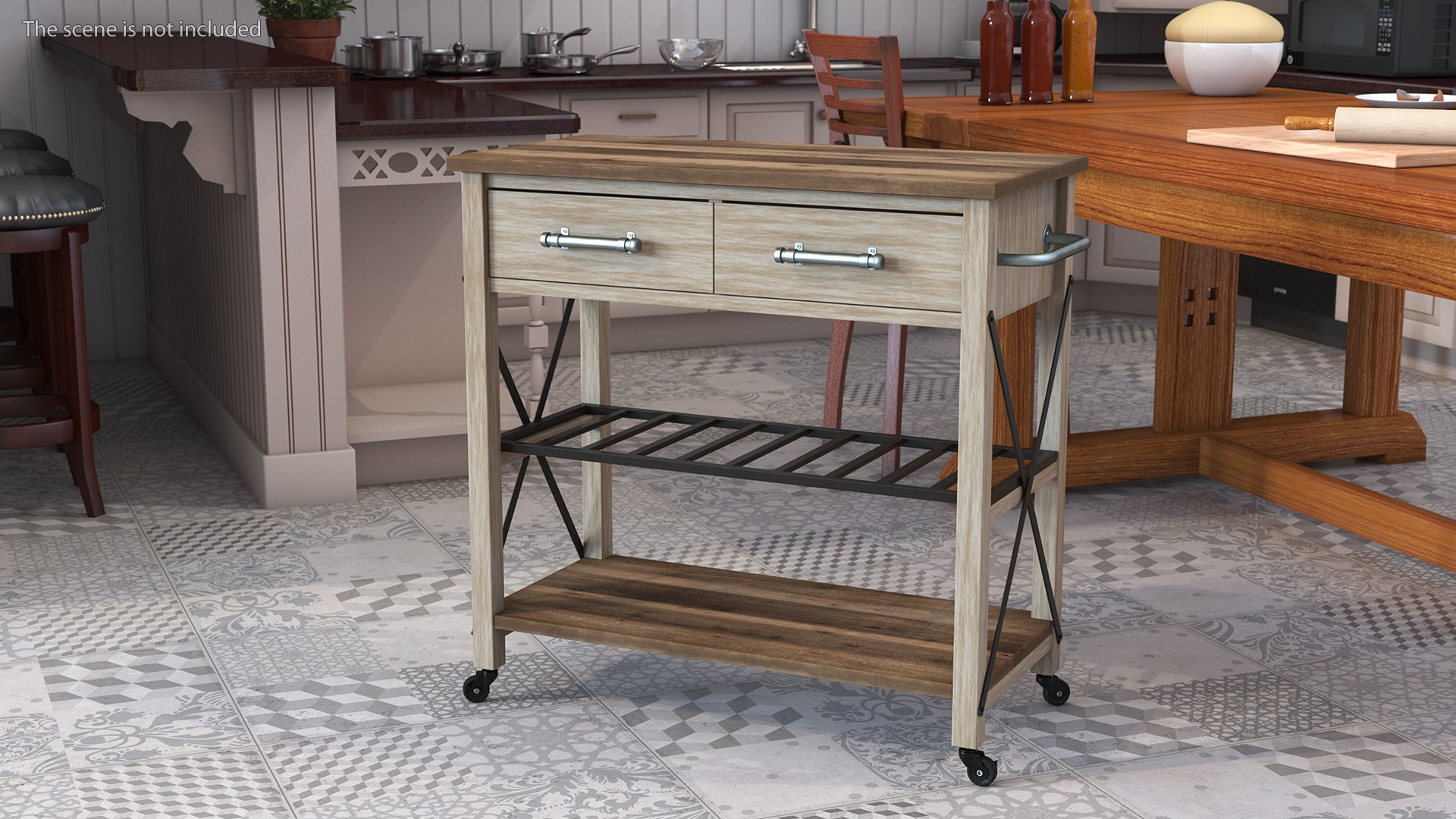 Mobile Kitchen Table Wood Model - TurboSquid 2133843