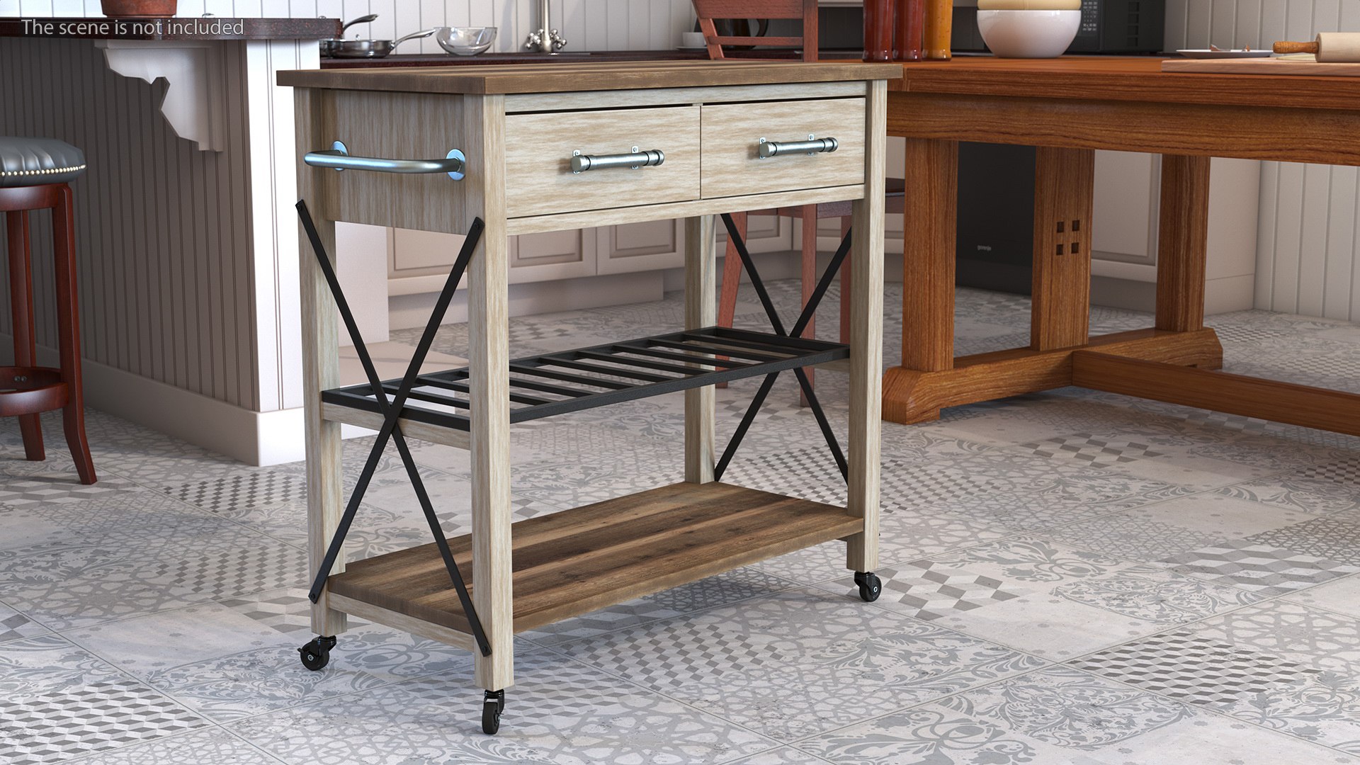 Mobile Kitchen Table Wood Model - TurboSquid 2133843