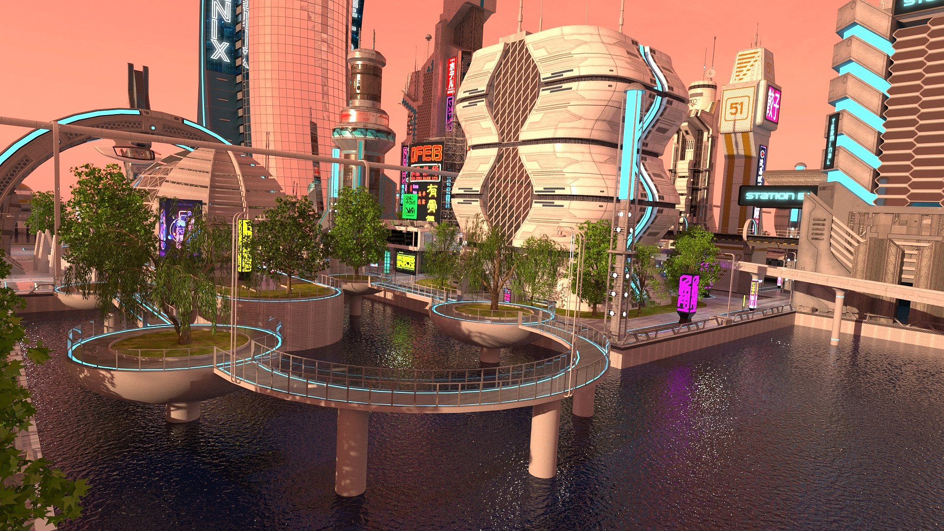 Futuristic Block City2 Model - TurboSquid 2163118