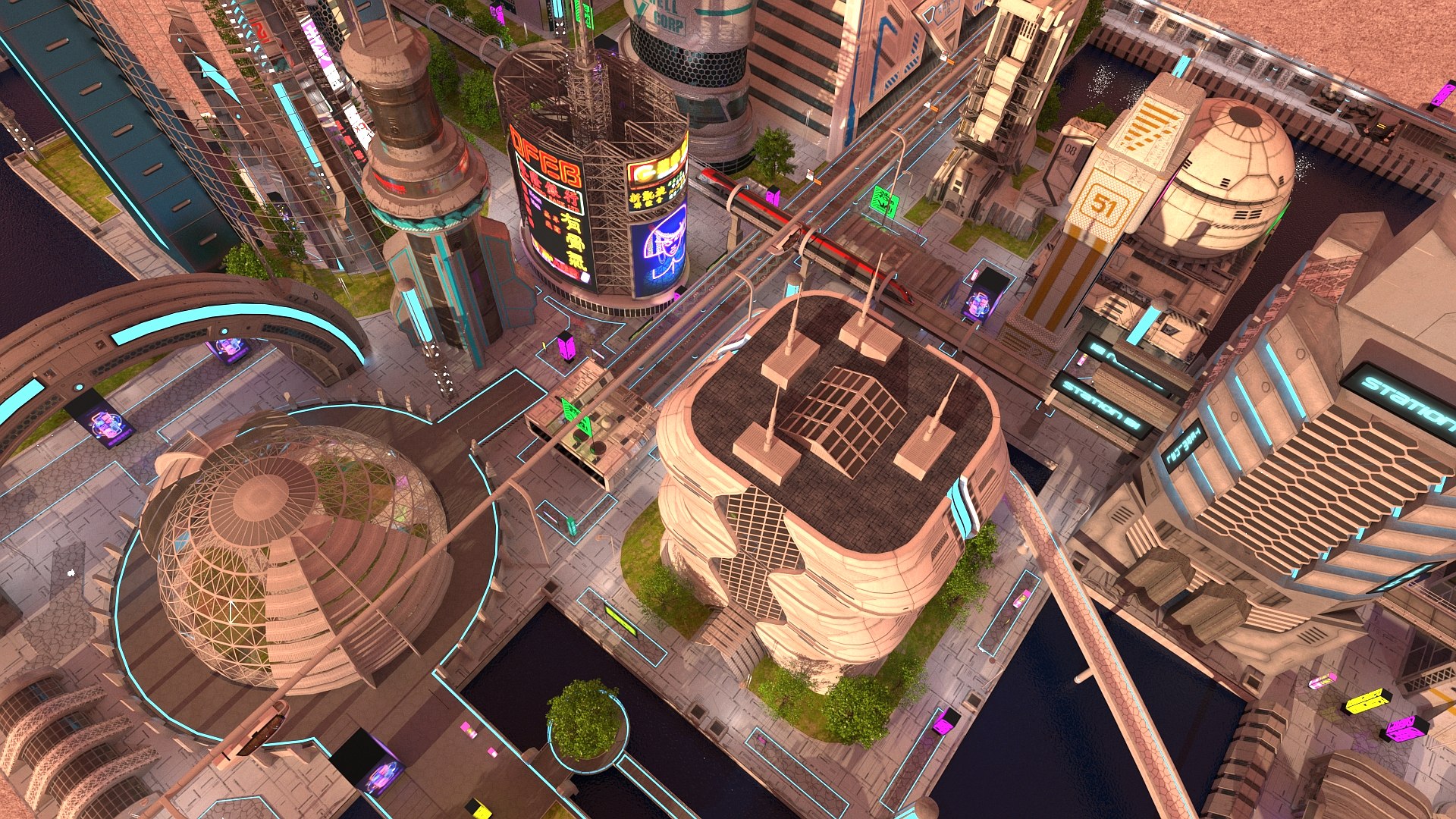 Futuristic Block City2 Model - TurboSquid 2163118