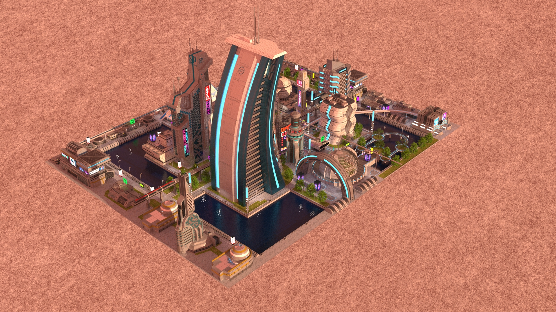 Futuristic block city2 model - TurboSquid 2163118