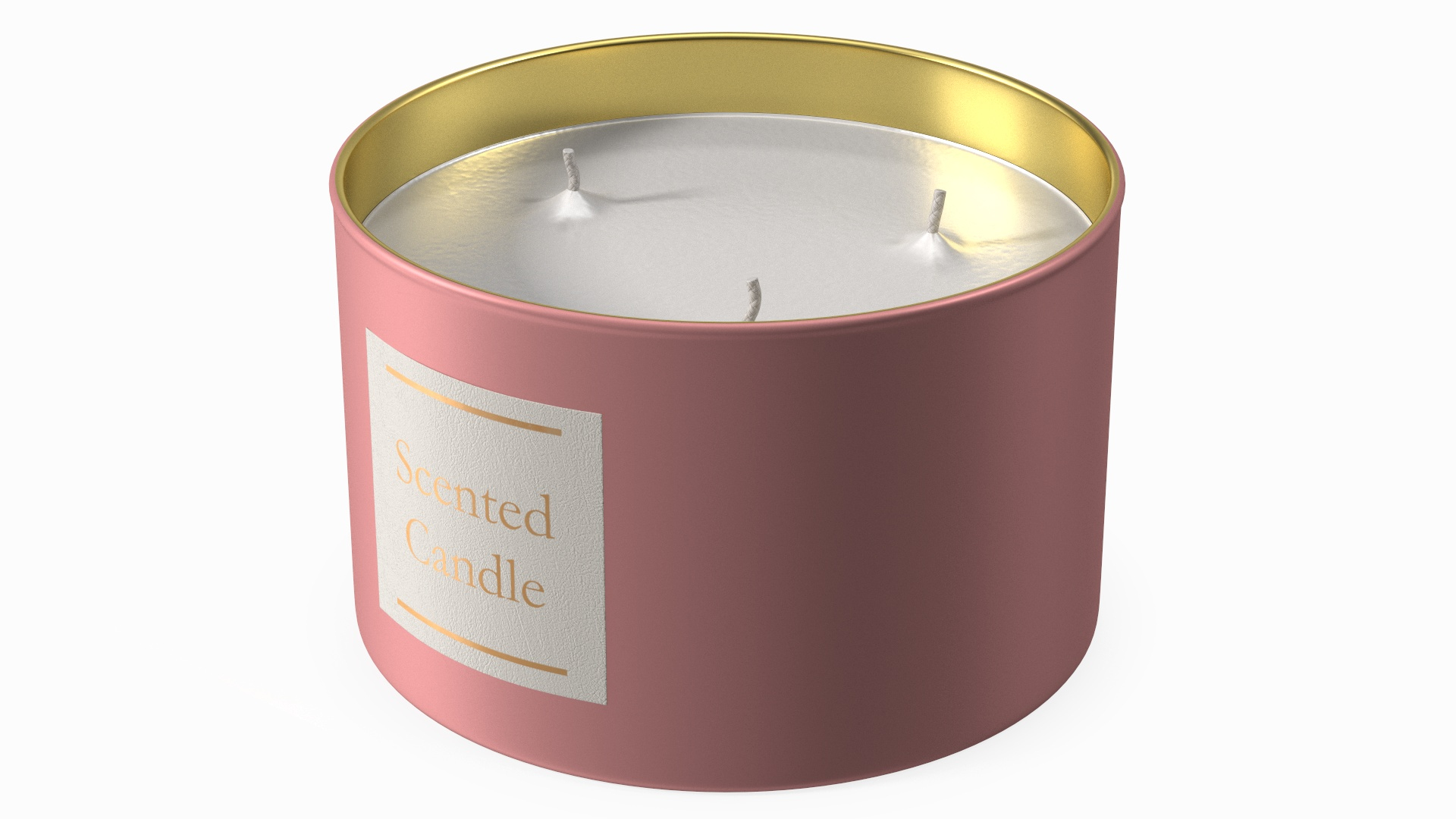 Scented Candle Pink With 3 Wicks Model - TurboSquid 2215104