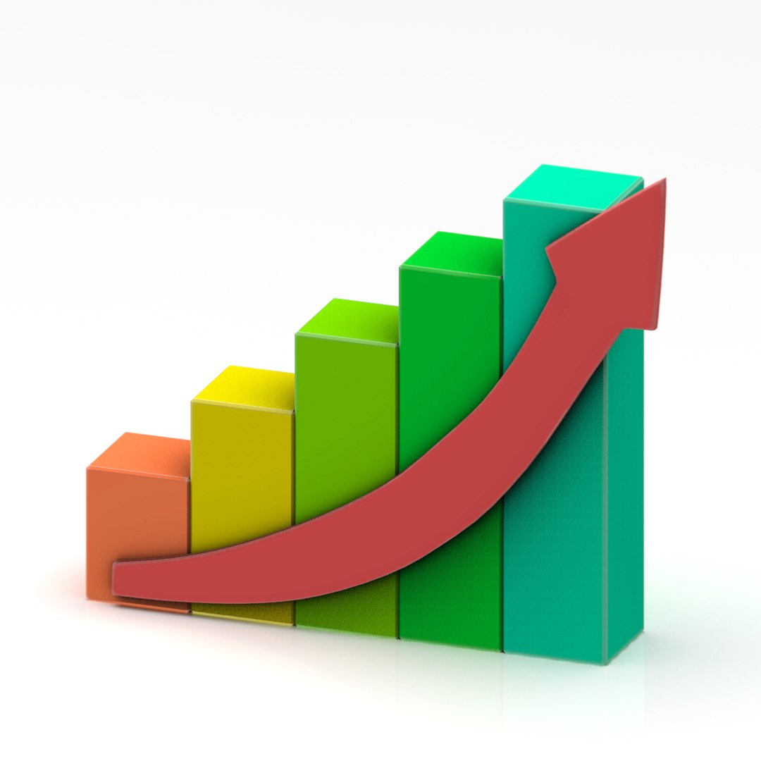 3D Growing Bar Chart With Arrow - TurboSquid 2202384