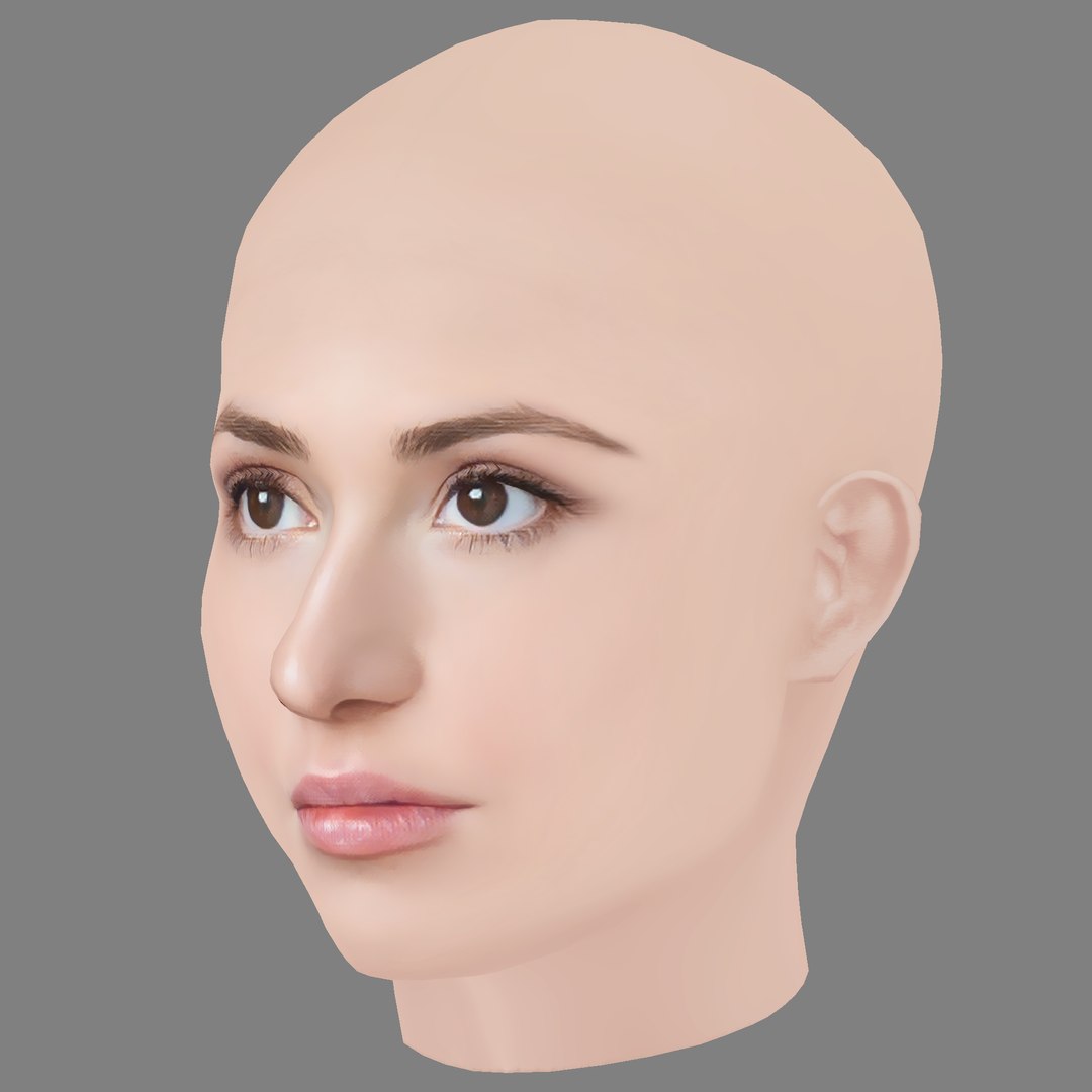 3D Hannah Vandenbygaart Head - No Hair - Low Poly Head For Game Model - TurboSquid 2373284