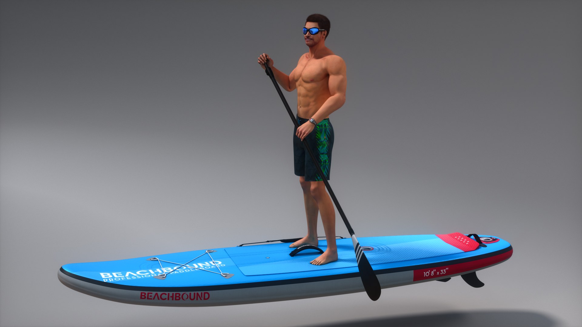 3D Male Paddleboarder Animated HQ - TurboSquid 2098595